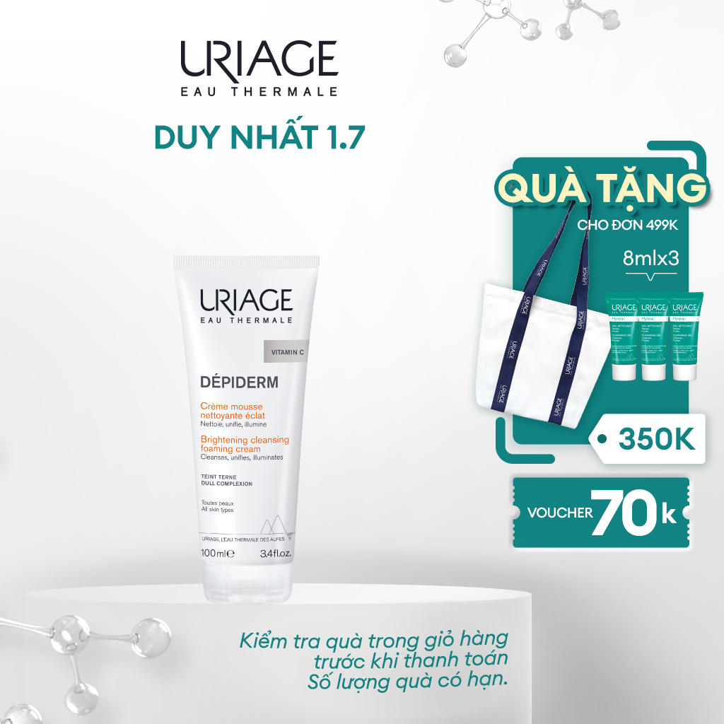 Sữa rửa mặt sáng da dạng bọt URIAGE DÉPIDERM MOUSSE NETTOYANTE ÉCLAT ...