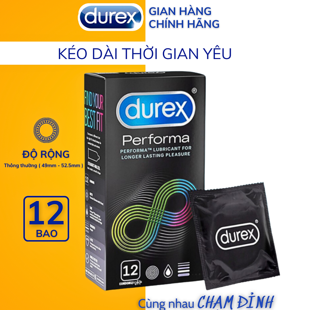 Bao Cao Su Durex Performa - Siêu mỏng - Gân gai - Kéo dài thời gian - bao cao su durex | Shopee ...