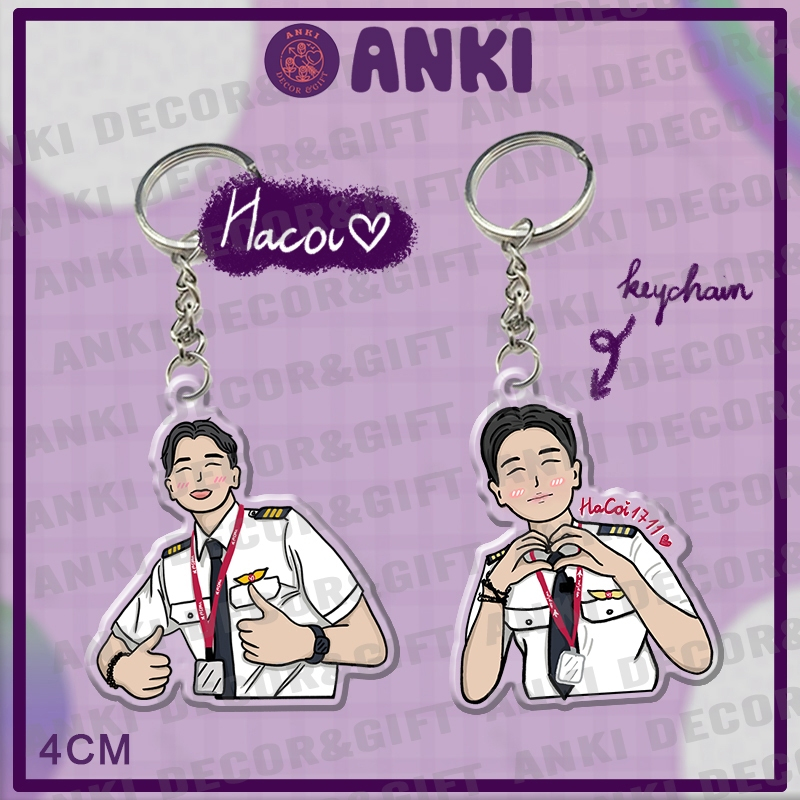 Móc khóa/keychain HACOI cute, chất liệu mica trong, móc khóa đu idol ...