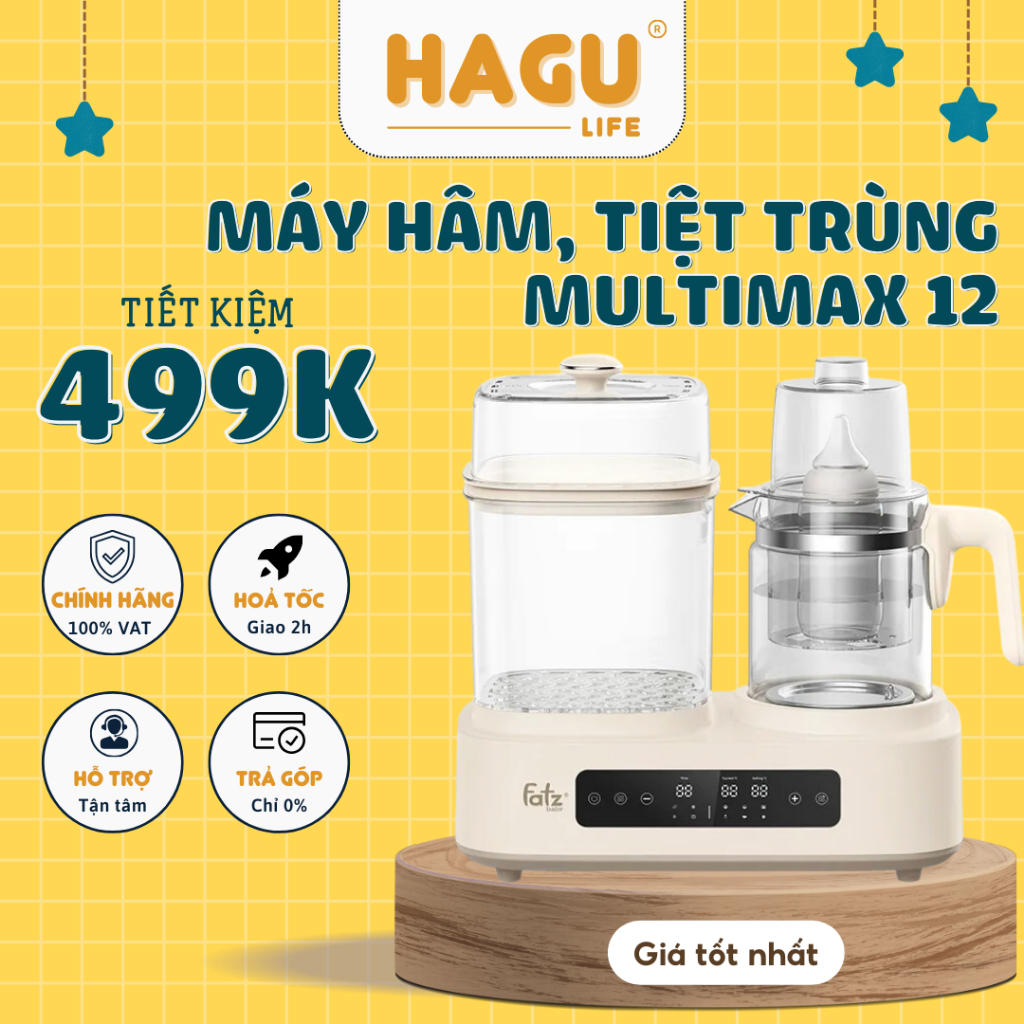 Máy đa năng điện tử Fatz Baby Multimax 12 Tiệt trùng/ Sấy khô/ Hấp/ Đun/ Hâm nước & nấu chậm ...