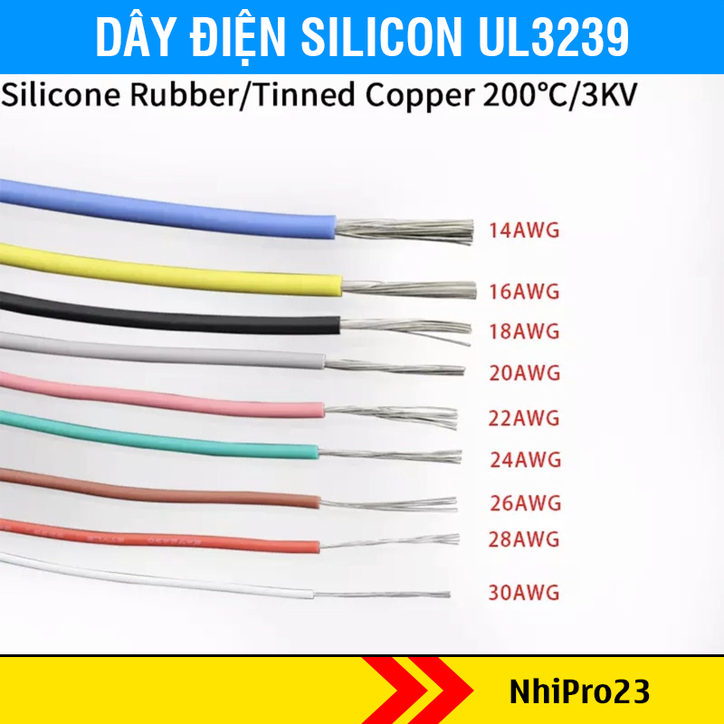 Dây điện chịu nhiệt AWG 16awg 18awg 20awg 22awg 24awg 26awg UL3239 ...