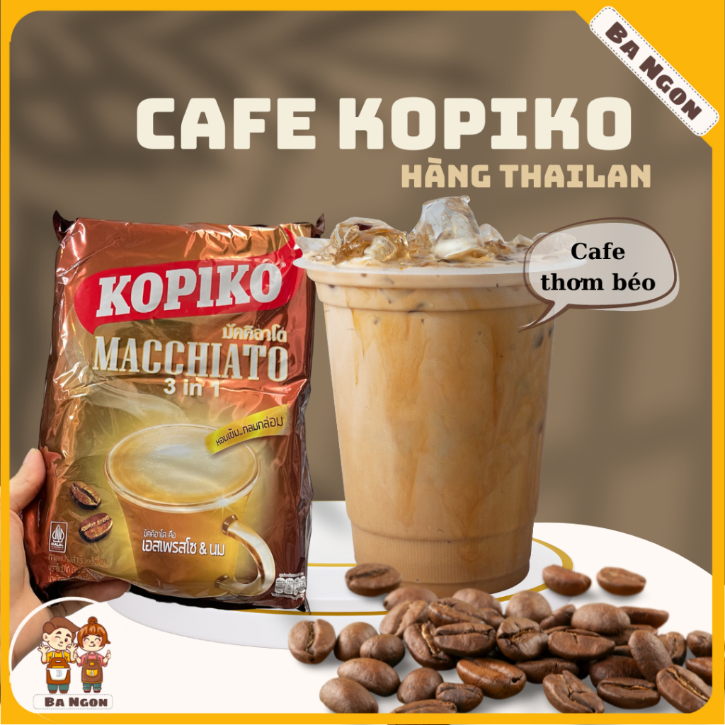 Cà phê sữa Kopiko Macchiato Thái lan 480g ( bịch 20goi x 24g) - Cafe sữa hoà tan | Shopee Việt Nam