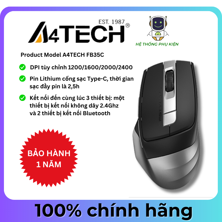 Chuột quang không dây 2.4Ghz & Bluetooth A4TECH FB35C Hàng Chính Hãng | Shopee Việt Nam