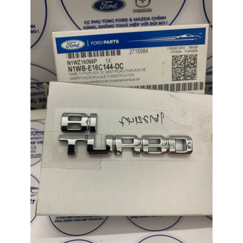 Chữ Bi-turbo / BITURBO mạ crom dán mang cá gắn tai xe Ford Ranger ...