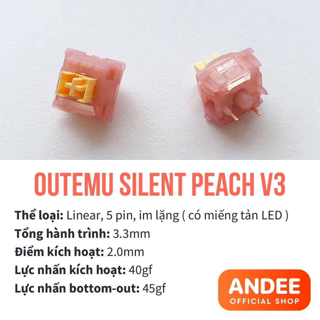Outemu Silent v3 switch bán lẻ tản LED công tắc phím cơ im lặng 5 pin ...