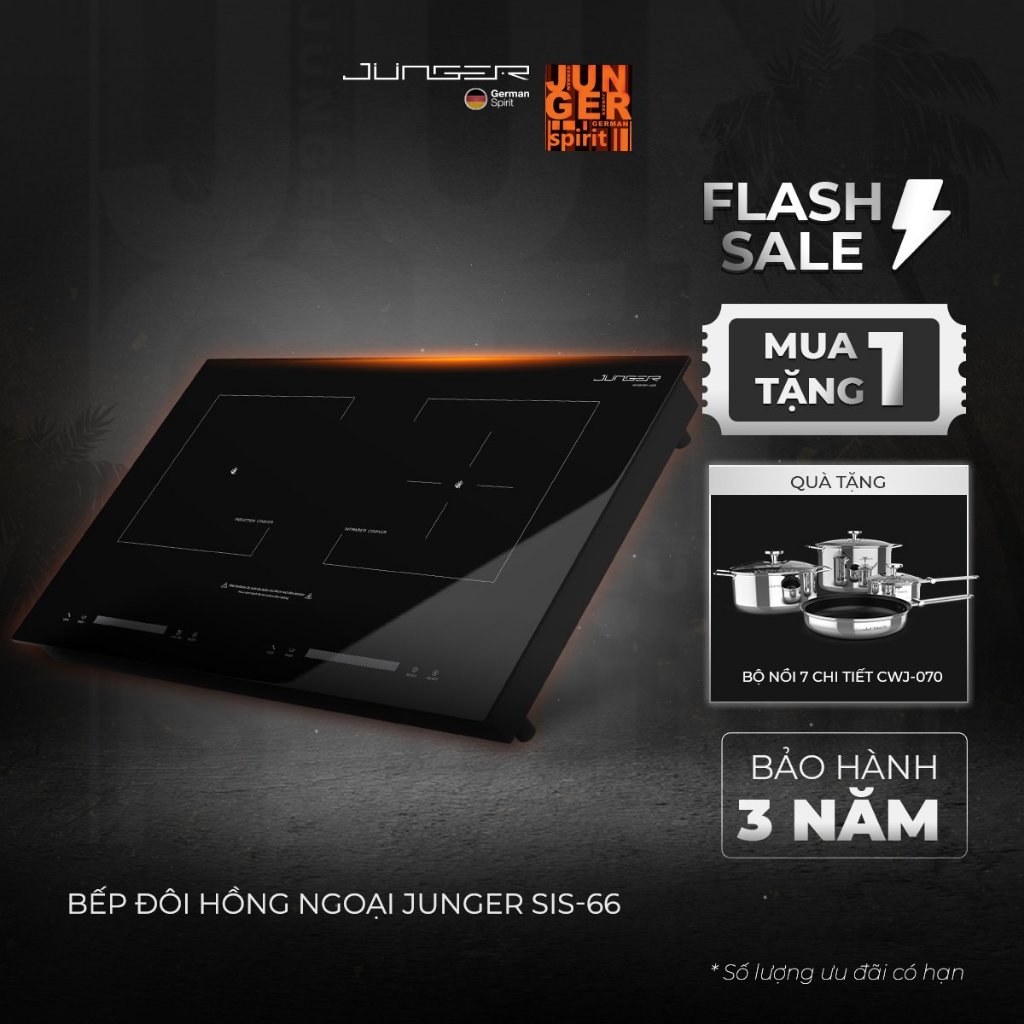 Bếp đôi điện từ hồng ngoại Junger SIS-66 4200W Không kén nồi Hàng Chính Hãng Bảo Hành 36 Tháng ...