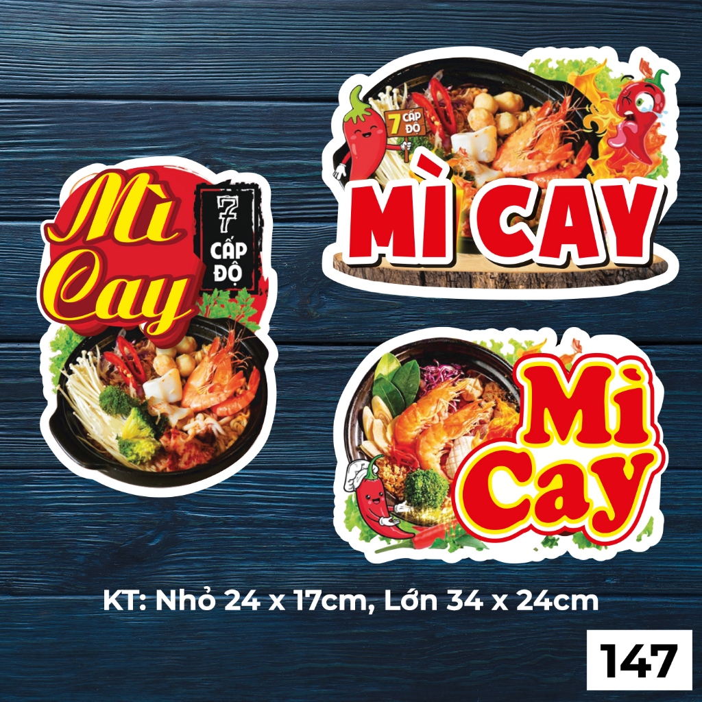 Miếng dán decal MÌ CAY sticker dán trang trí xe bán nước giải khát ...