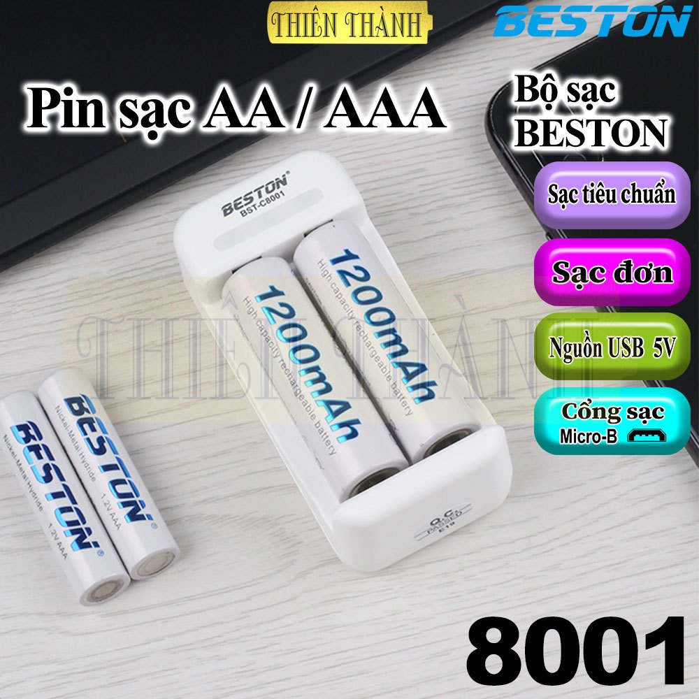 Bộ sạc BESTON BST-C8001,pin sạc BESTON AA3300mAh,AAA1300mAh,pin sạc 1 ...