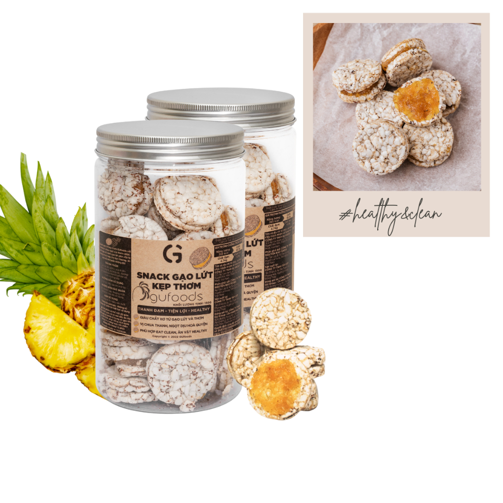 Combo 2 Snack gạo lứt kẹp thơm GUfoods - Chua ngọt thơm ngon, Giàu chất ...