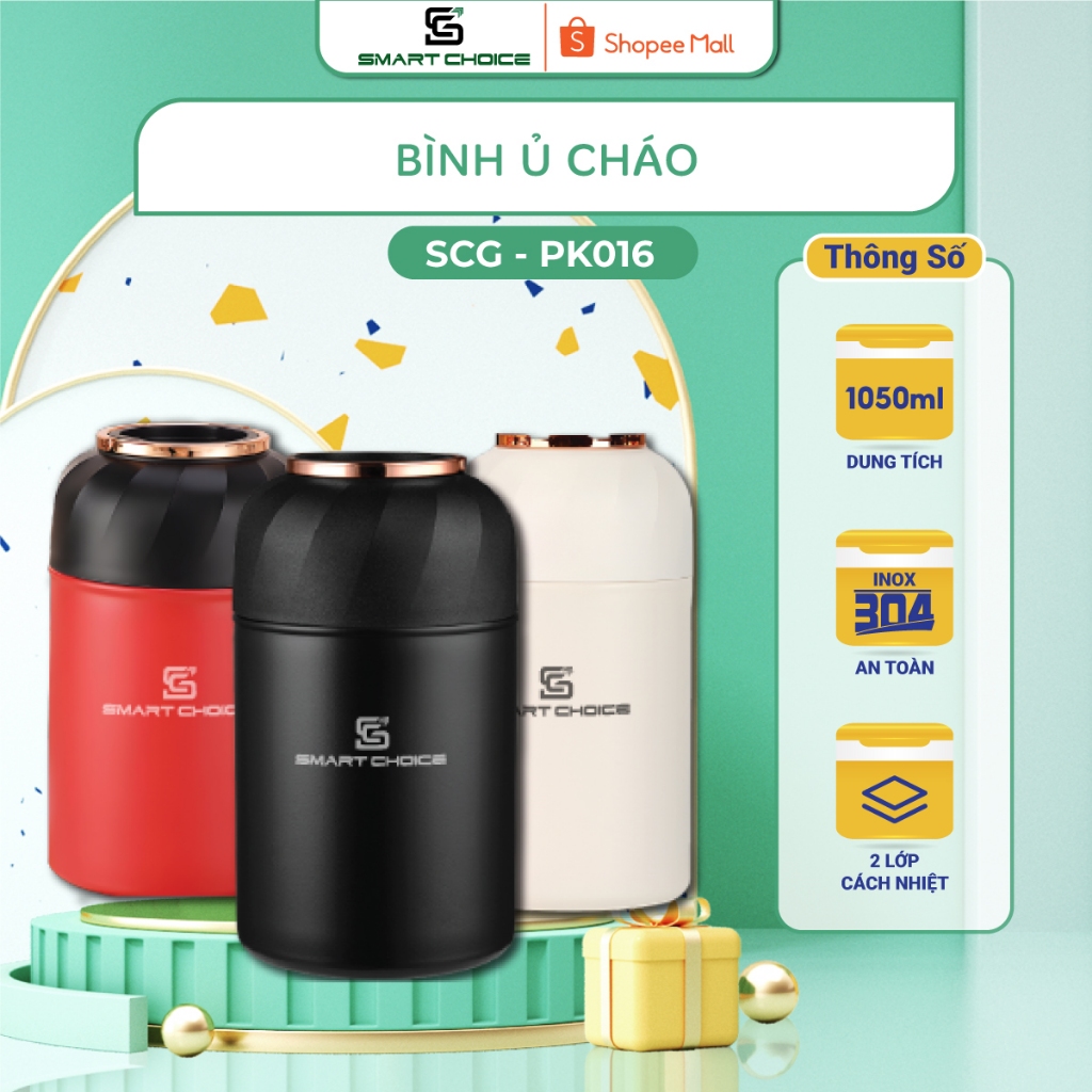 Bình Ủ Cháo Giữ Nhiệt Smartchoice SCG-PK016 Hộp Giữ Nhiệt 1050ml Cao Cấp Kem Muỗng Inox | Shopee ...