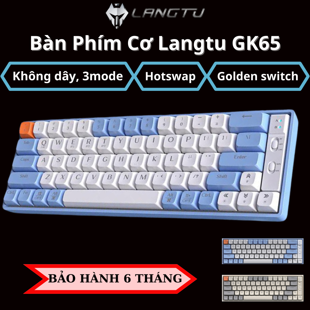 Bàn Phím Cơ Không Dây LANGTU GK65 HOTSWAP GoldenSwitch - 3 chế độ kết ...