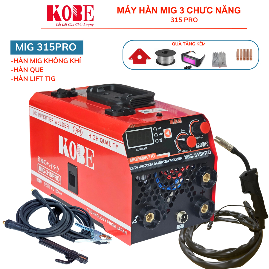 Máy hàn mig không dùng khí 3 chức năng KOBE 315 PRO chuyên sử dụng cuộn ...