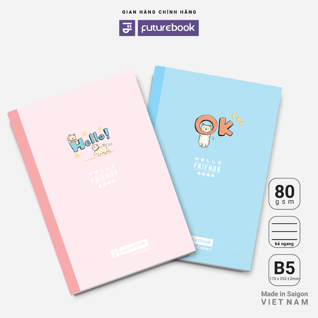 Vở kẻ ngang FUTUREBOOK HÀ NỘI 80gsm 80 trang (cả bìa) - HELLO FRIEND B5 ...