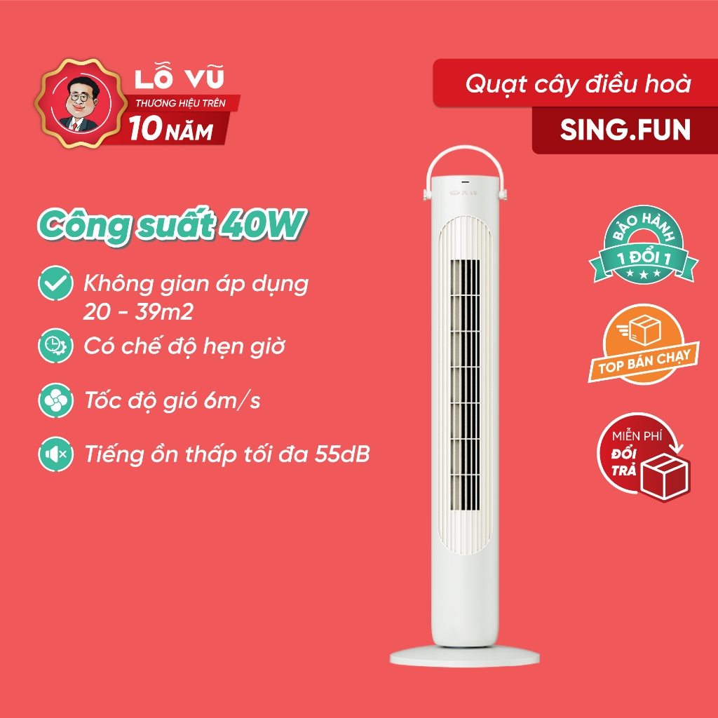 Quạt Cây Điều Hoà SING.FUN DTS-G15HR-JI.OT, Công suất 40W, Độ ồn thấp, Không gian 20 - 39m2 ...