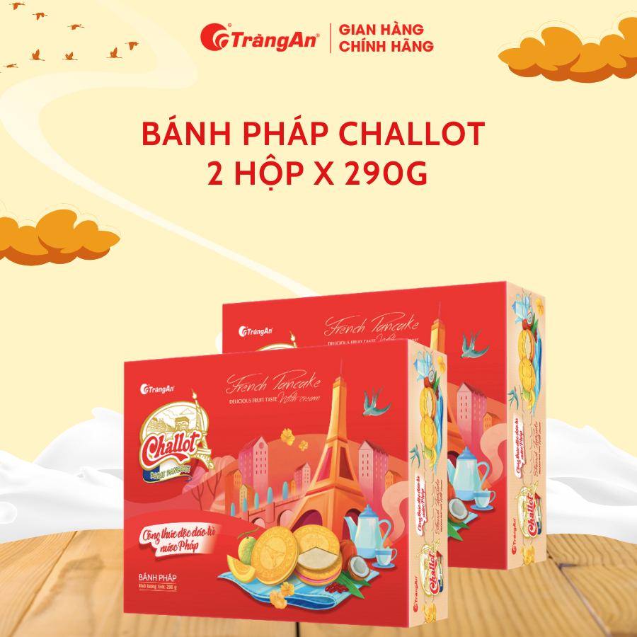 Bánh Pháp Challot hộp 290g (không có túi), nhân kem hoa quả thơm ngon ...