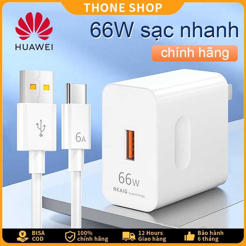 66W sạc nhanh huawei chính hãng 6A cục sạc nhanh dây sạc type c cho Samsung Xiaomi OPPO VIVO ...