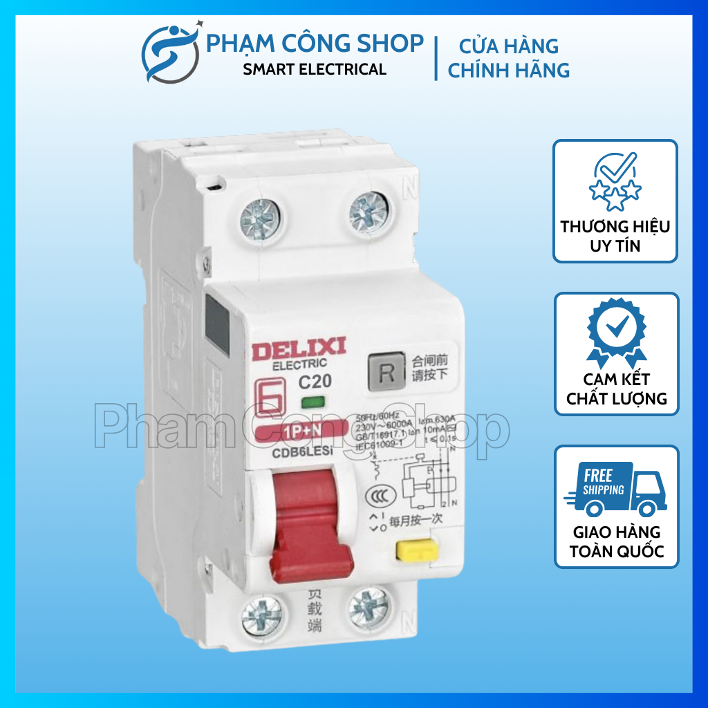 Aptomat Chống Giật Lw Hang Chính Hãng Elcb Cầu Dao Chống Rò Điện Dz47Le 63A 220- 380V - Bảo Vệ ...