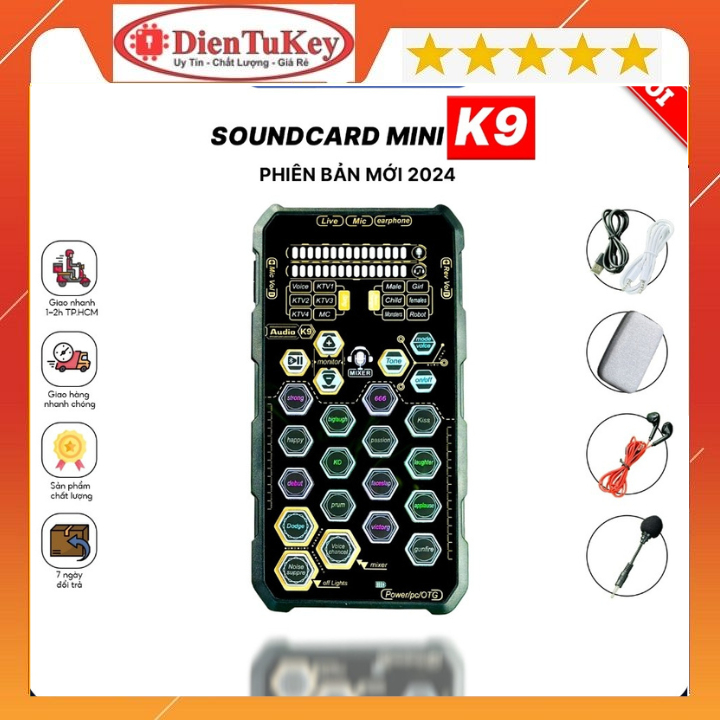 Sound Card K9 Phiên Bản Mới 2024 - Hỗ Trợ Livestream Thu Âm Karaoke Giả ...
