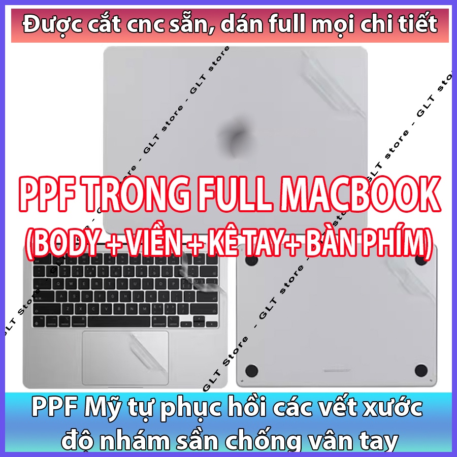 DÁN PPF MACBOOK NHÁM TRONG SUỐT, FULL máy, ppf bàn phím, ppf viền, Skin body macbook | Shopee ...