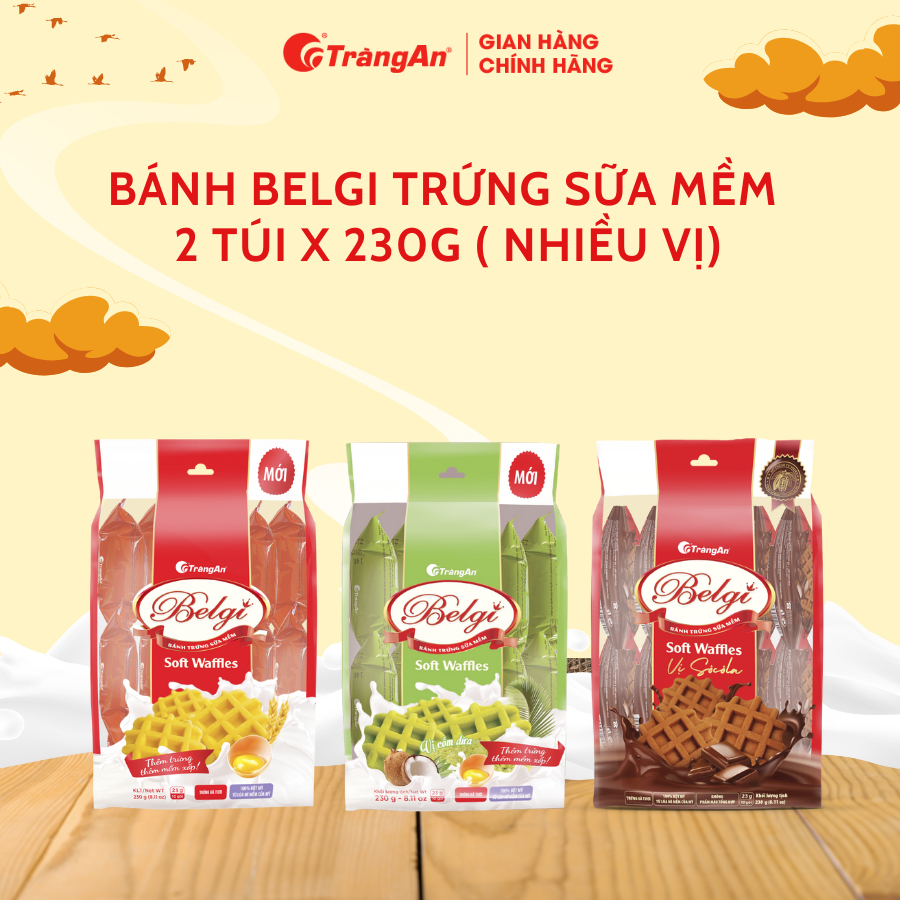 [Mua 5 tặng 1] Combo 2 túi bánh Belgi trứng sữa mềm vị 230g, dinh dưỡng ...