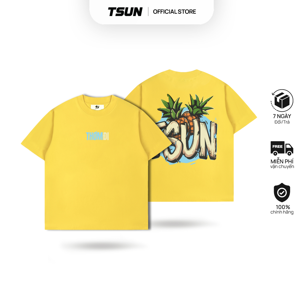 Áo Thun TSUN THƠM ĐI Tee - Vàng - [UNISEX] - In quả dứa - Nam/Nữ ...
