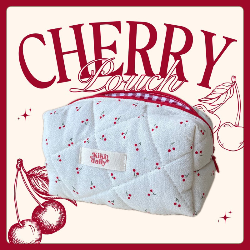 Cherry Pie Pouch - Túi vải chần bông Kikidaily mềm xốp, hoạ tiết phối màu dễ thương | Shopee ...