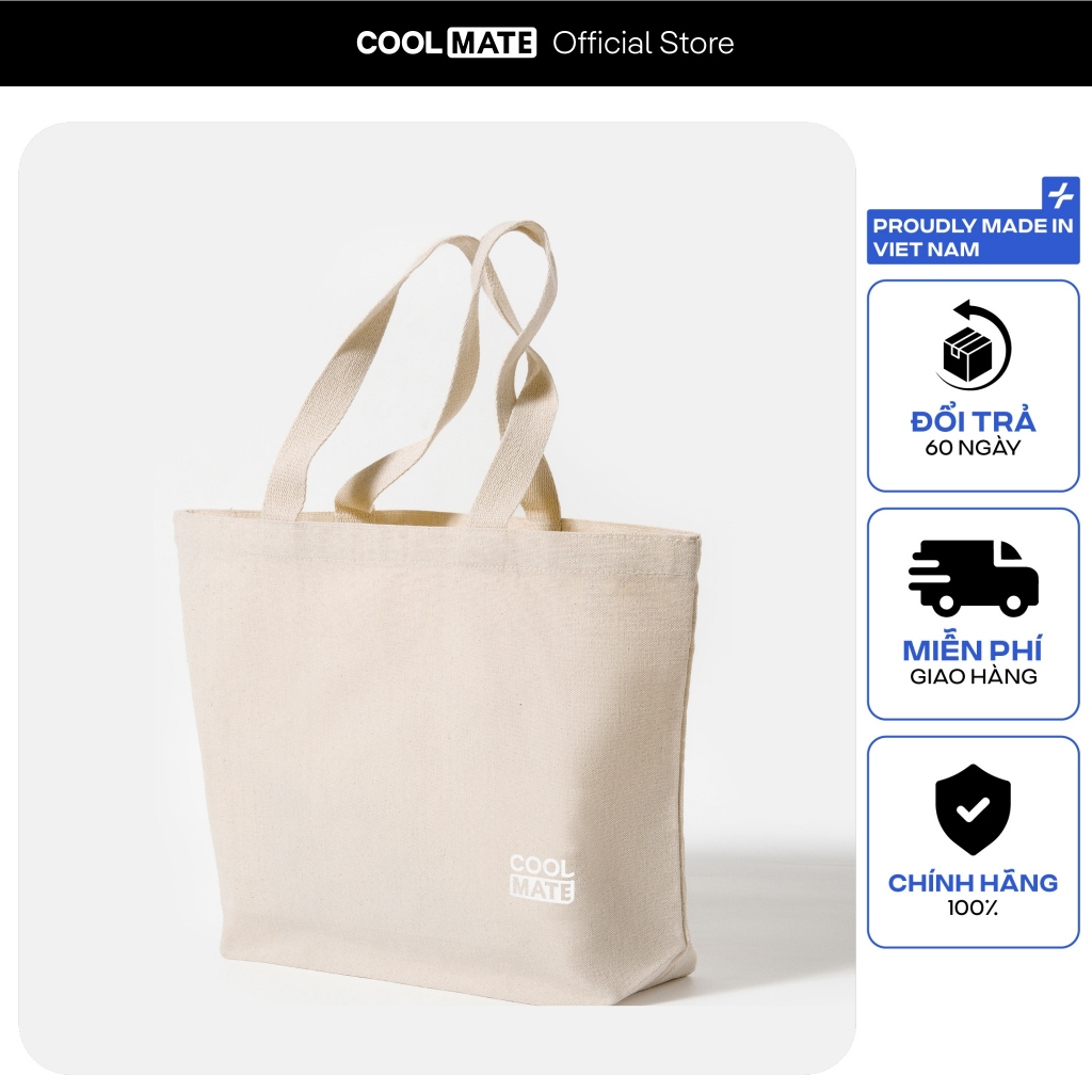 Túi Tote Canvas màu Be in logo Coolmate Unisex Coolmate | Shopee Việt Nam