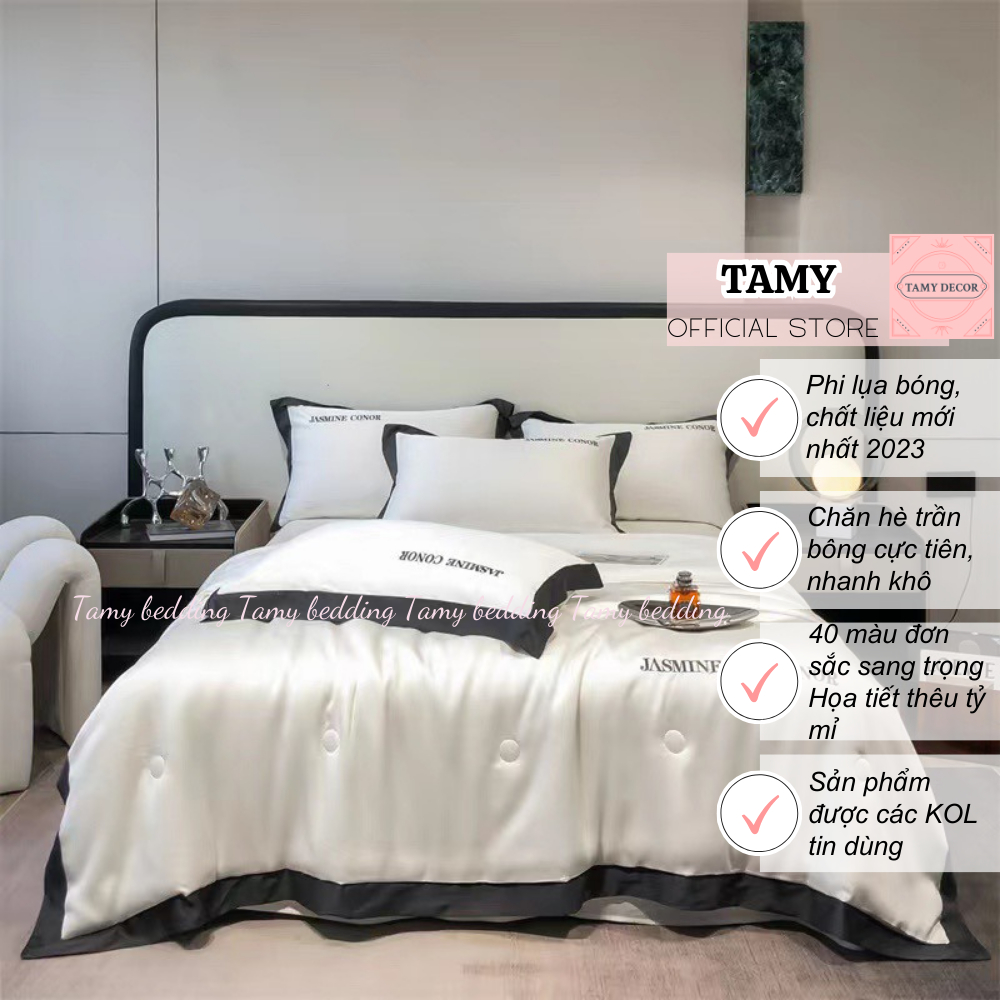 Bộ chăn ga phi lụa trơn nhà Tamy Bedding sang trọng 40 màu nhập khẩu chất liệu mát mẻ mềm mịn ...