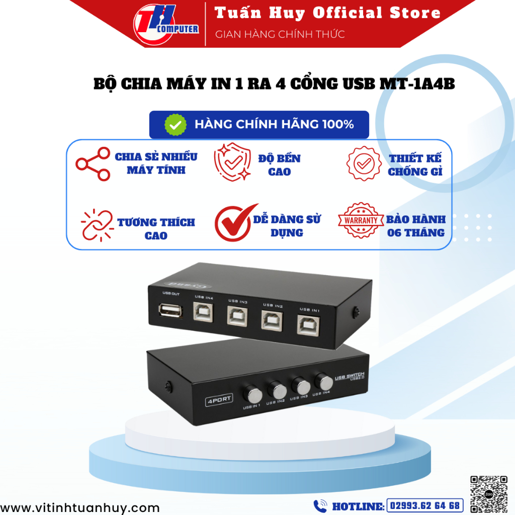 Bộ chia máy in 1 ra 4 cổng USB MT-1A4B | Shopee Việt Nam