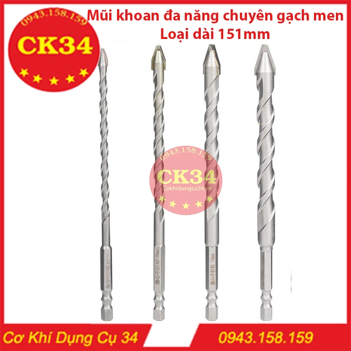 Mũi khoan đa năng loại dài chuyên gạch men cứng, tường bê tông chuôi ...