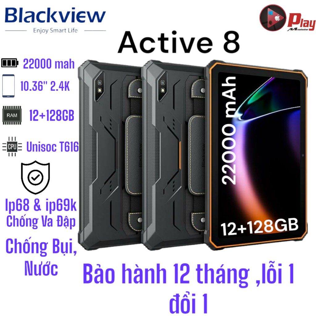 Máy Tính Bảng Blackview Active 8 12G(6+6)/128GB Pin 22000 Mah Siêu Trâu ,Chống Nước Bụi IP69K ...
