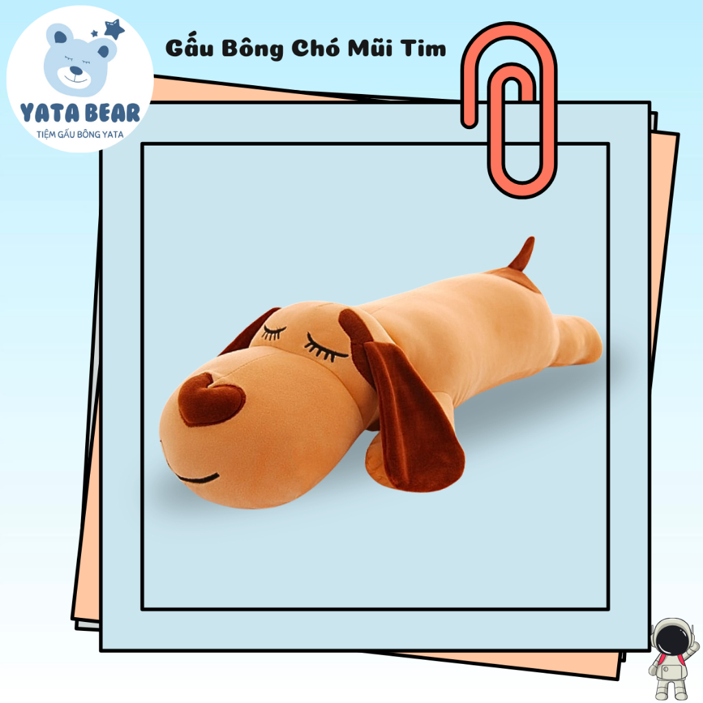 Gấu Bông Chó Nằm Ngủ Mũi Tim Size Mini-Gối Ôm Chó Mũi Tim Tai Dài Mềm ...