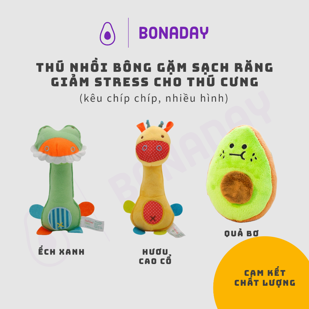 THÚ NHỒI BÔNG GẶM SẠCH RĂNG GIẢM STRESS CHO THÚ CƯNG, BONADAY PETS, Kêu ...
