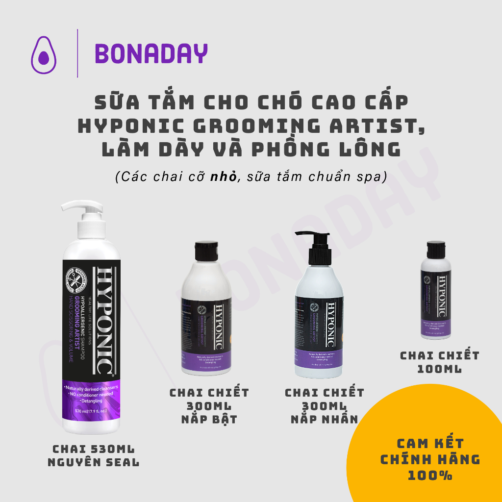 SỮA TẮM CHO CHÓ CAO CẤP HYPONIC GROOMING ARTIST, BONADAY PETS, làm dày ...