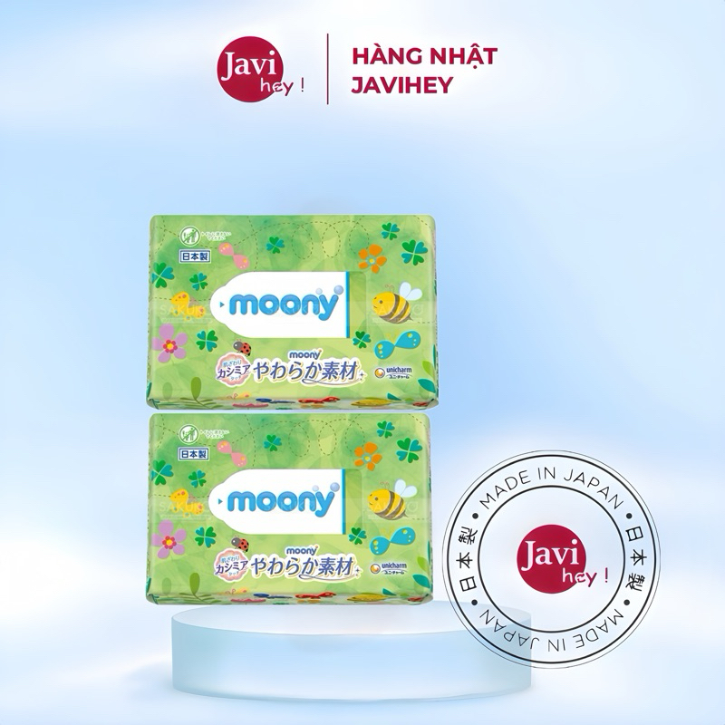 Giấy Ướt Moony Nhật bản, Khăn Ướt Moony 76 tờ, An Toàn, Lành Tính, Chống Hăm cho mẹ và bé, mềm ...