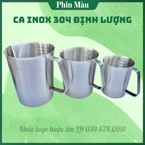 CA INOX 304 ĐỊNH LƯỢNG,CA INOX CÓ VẠCH CHIA ML 500ml-700ml-1L-1.5L-2L ...