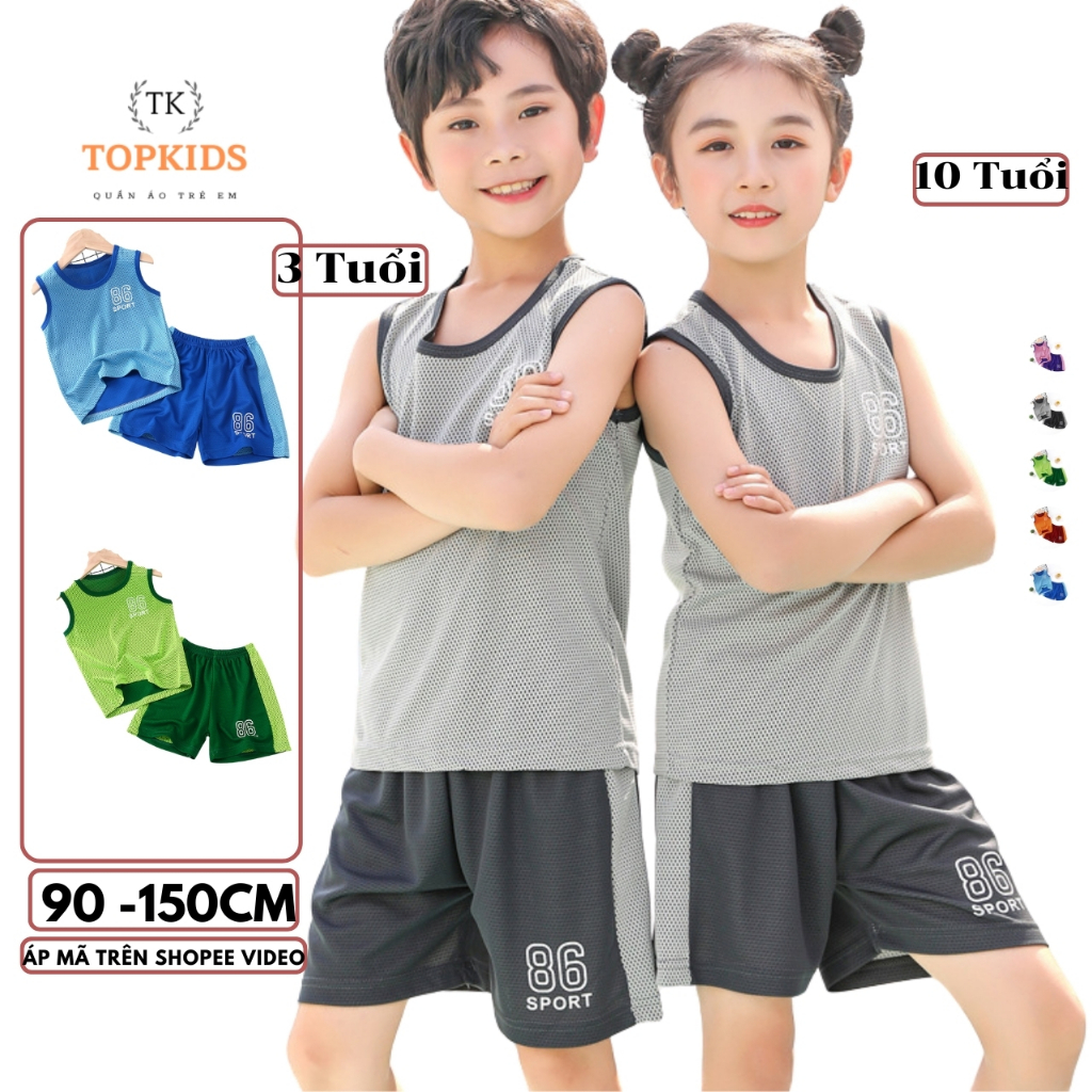 Bộ Thể Thao Bé Trai Bé Gái Ba Lỗ TOPKIDS TK29 Bộ Bóng Rổ Sát Nách Cho ...
