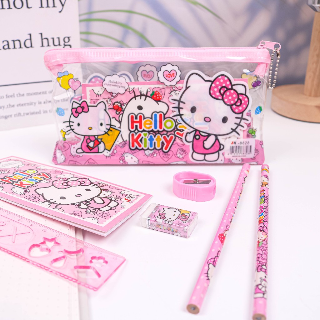 Bóp viết trong suốt kèm đồ dùng học tập Hello Kitty dễ thương cute ...