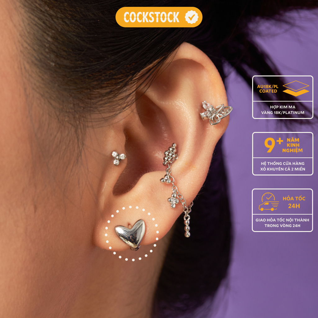 Khuyên tai vòng tim CUTIE TWO-SIDED HEART HOOP EARRING COCKSTOCK ...