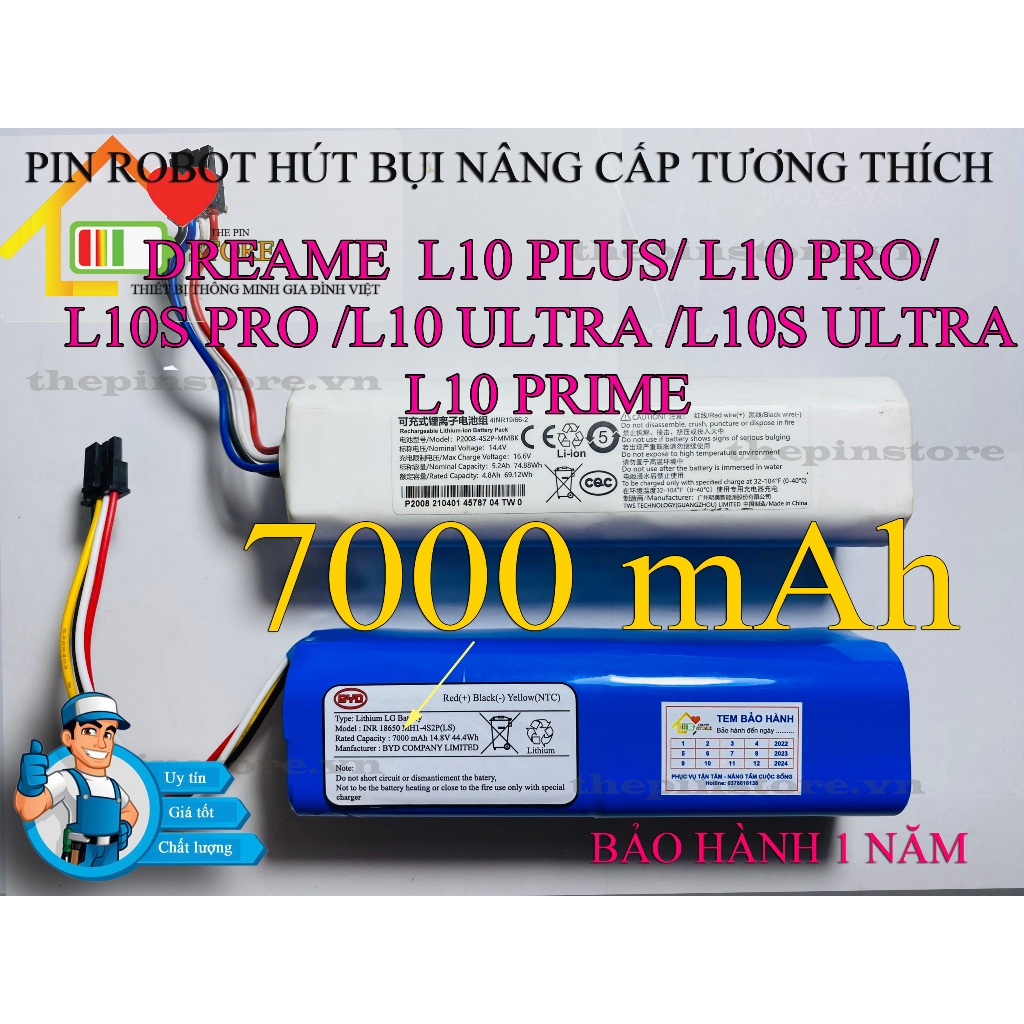 PIN ROBOT HÚT BỤI NÂNG CẤP DREAME L10 PLUS L10 PRO L10S PRO L10 ULTRA ...