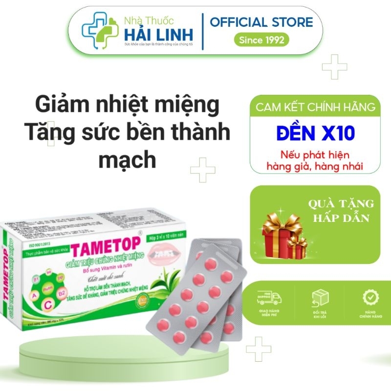 Viên uống và siro nhiệt miệng Tametop ⚡ Tặng quà ⚡ Hộp 30 viên | Shopee ...
