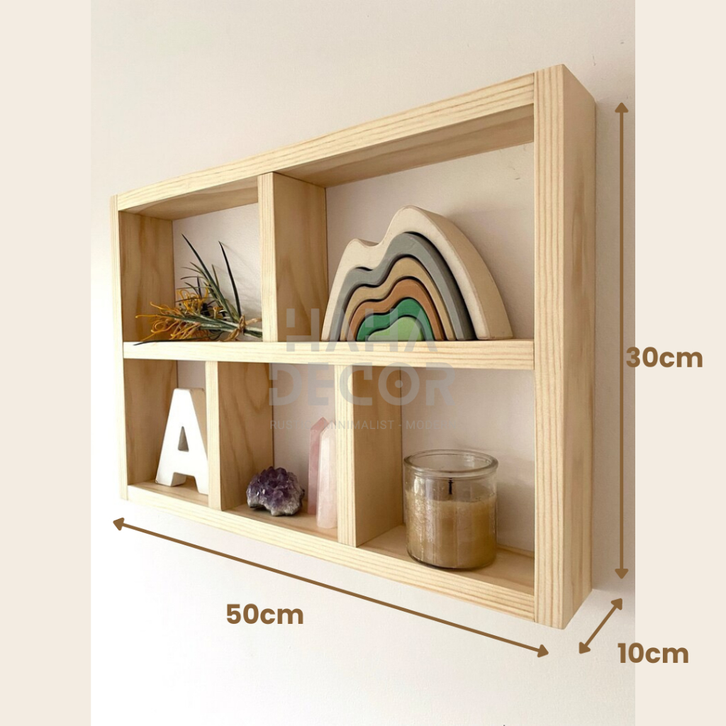 Kệ gỗ treo tường trưng bày sản phẩm kệ decor trang trí studio quán cà ...