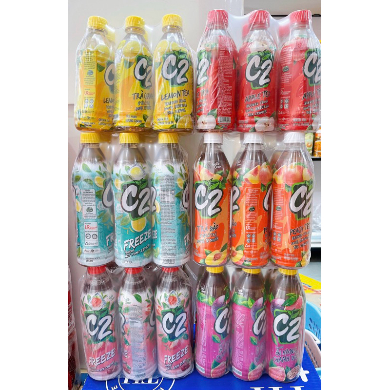 Lốc 6 Chai Trà Xanh C2 Hương Chanh/Táo/Đào/Ổi Hồng/Vải/Dưa Lưới 445ml ...