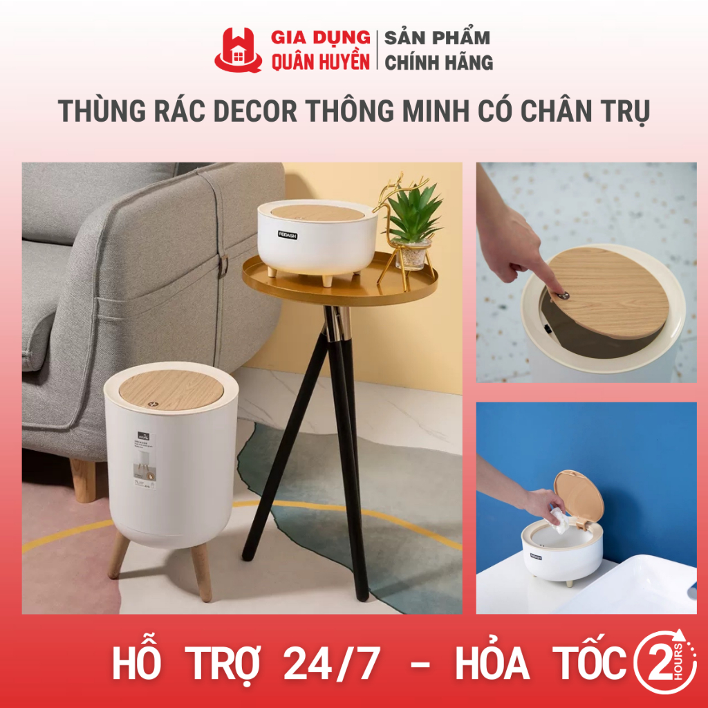 Thùng rác Decor thông minh phong cách Hàn Quốc 7L có chân trụ | Thùng ...