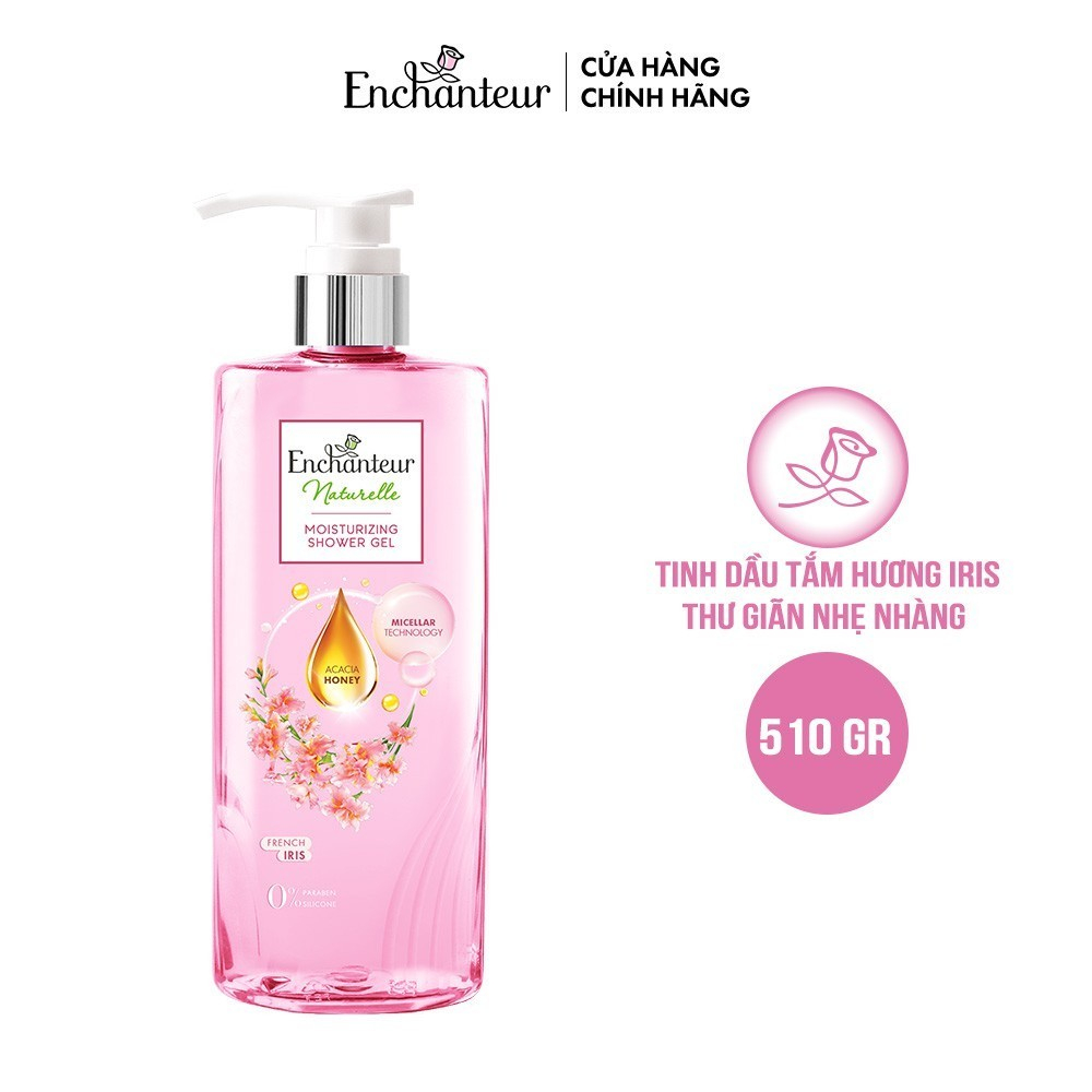 [TẶNG NATURELLE 250G] Sữa tắm dưỡng da thiên nhiên Enchanteur Naturelle hương hoa 510g (Tặng ...