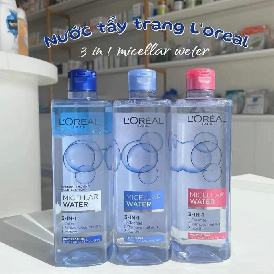 Nước Tẩy Trang Làm Sạch Sâu, Cấp Ẩm Cho Da Loreal L'Oreal Paris 3 in 1 Micellar Water Pháp 400ml ...