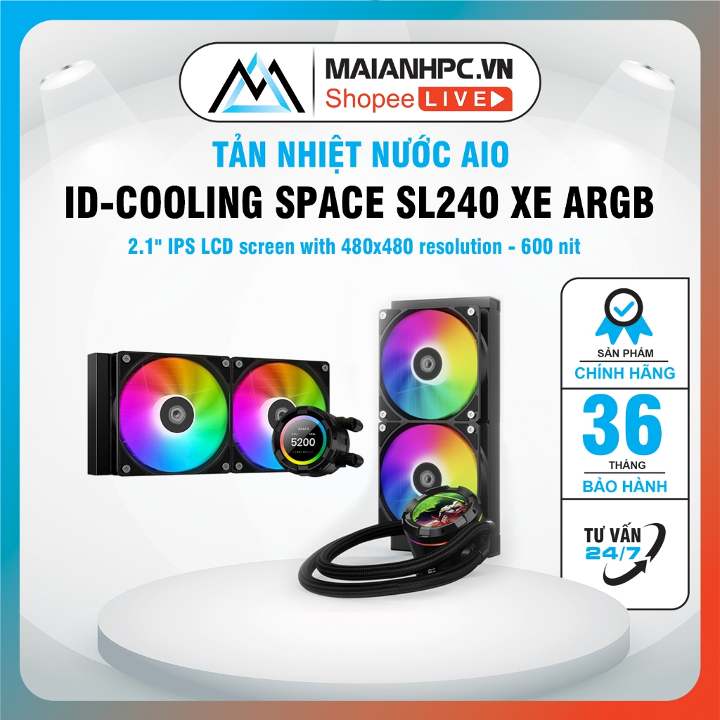 Tản nhiệt nước ID-Cooling Space SL240 LCD ARGB BLACK & WHITE | Shopee ...