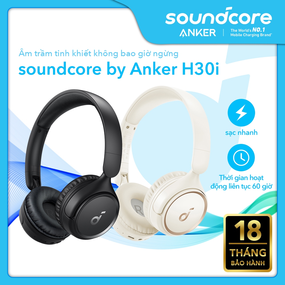 Soundcore H30i Tai Nghe Không Dây Chụp Tai, Thiết Kế Gập Gọn, 70 Giờ Phát Bluetooth 5.3, A3012 ...