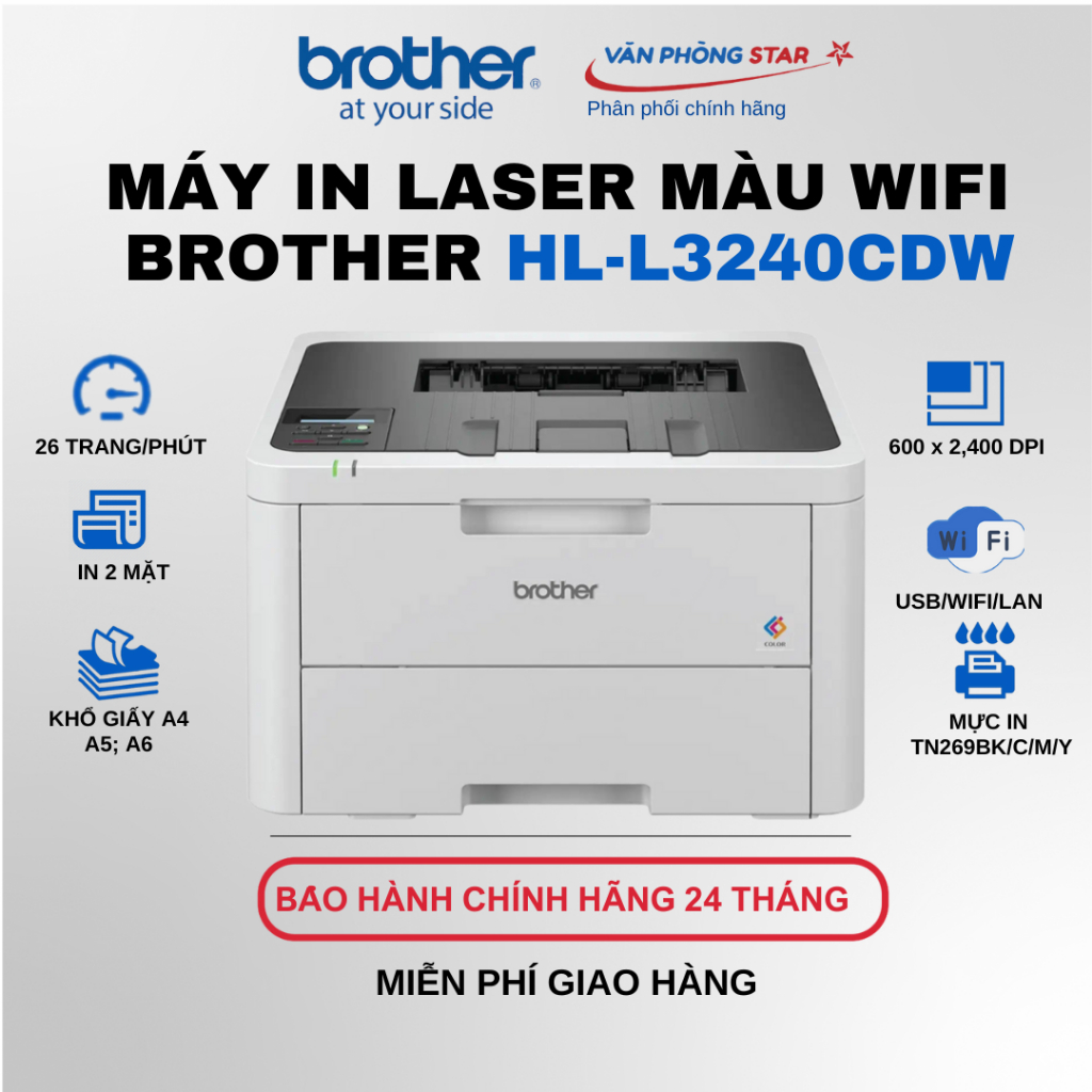 Máy in Laser màu Wifi Brother HL-L3240CDW - In 2 mặt - Bảo hành chính hãng Brother 24 tháng ...