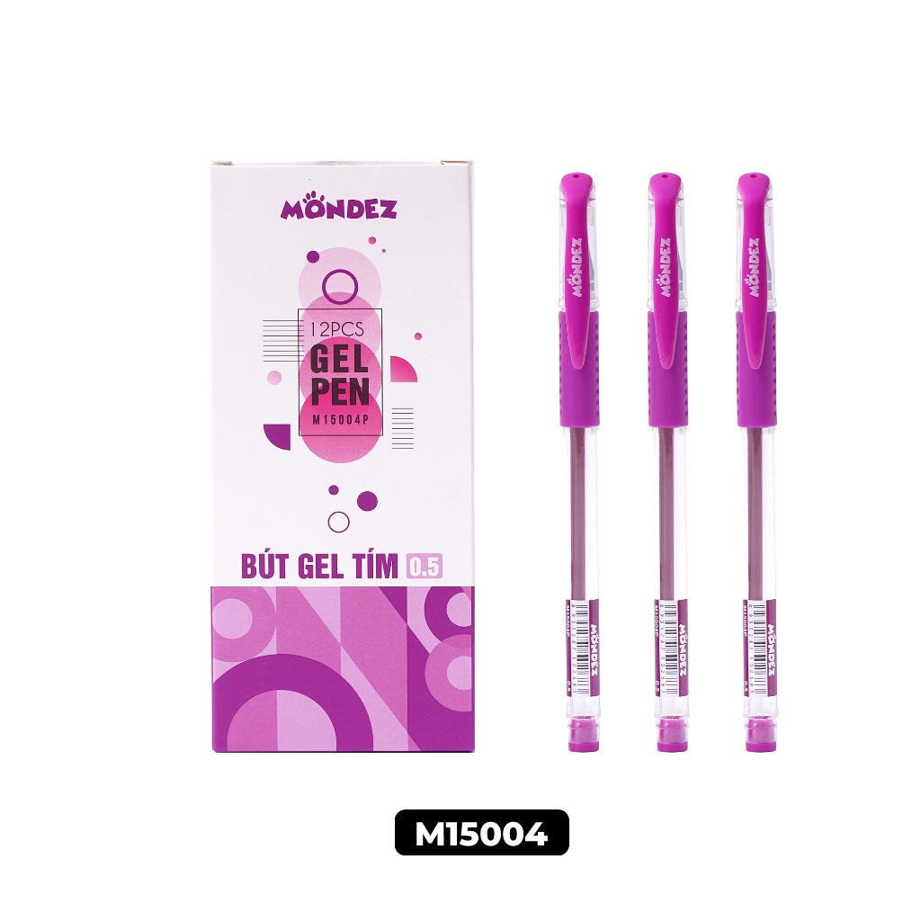 Hộp 12 Bút Gel MONDEZ Ngòi 0.5mm Ngòi Trơn Dễ Viết, Mực Xanh/Đen/Đỏ/Tím ...